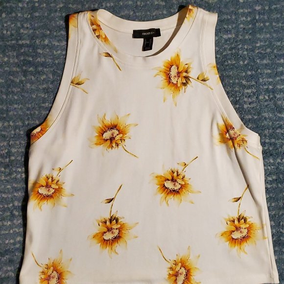 Forever 21 | Tops | Forever 2 Plus Size White And Yellow Ribbed Tank ...